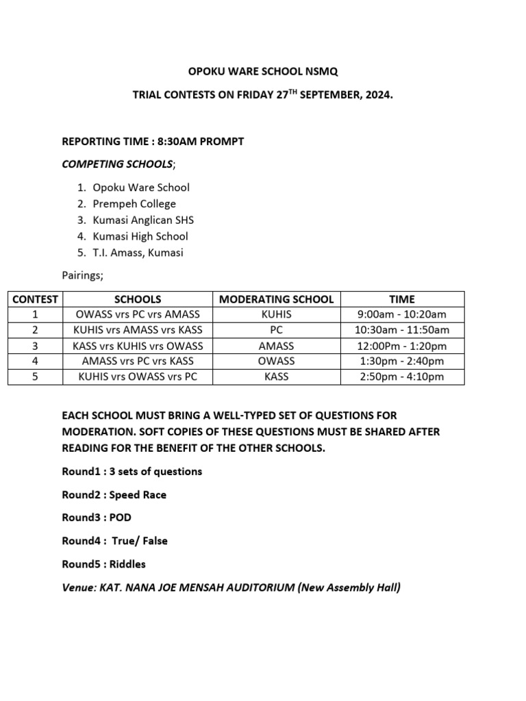 2024 NSMQ Trials Sept2-1 | PDF