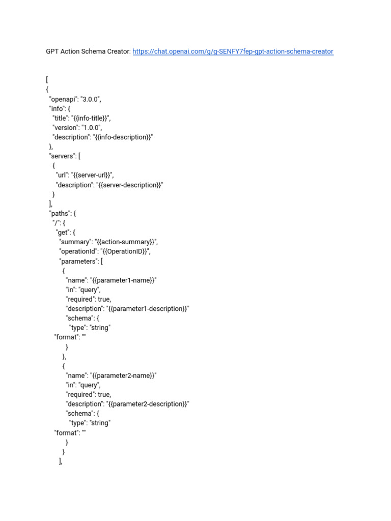 OpenAI Schema Template for Make 2 | PDF