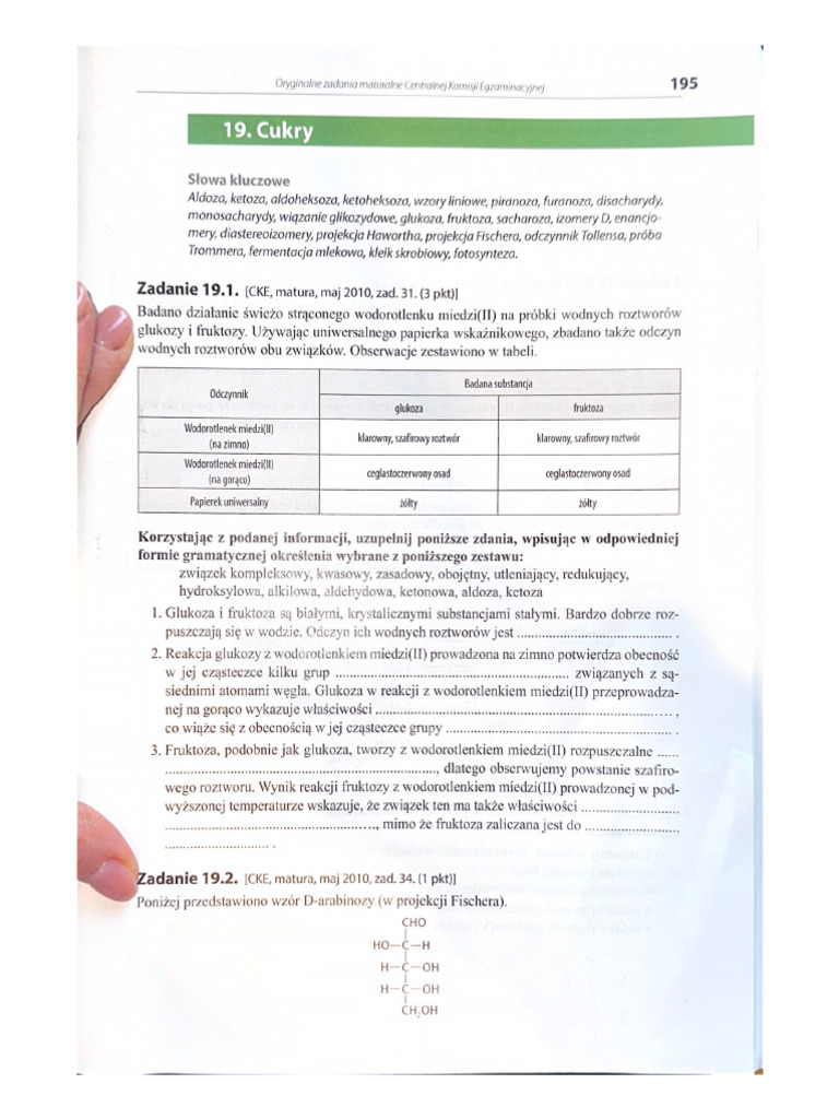 Zadania Maturalne - Cukry 1 | PDF