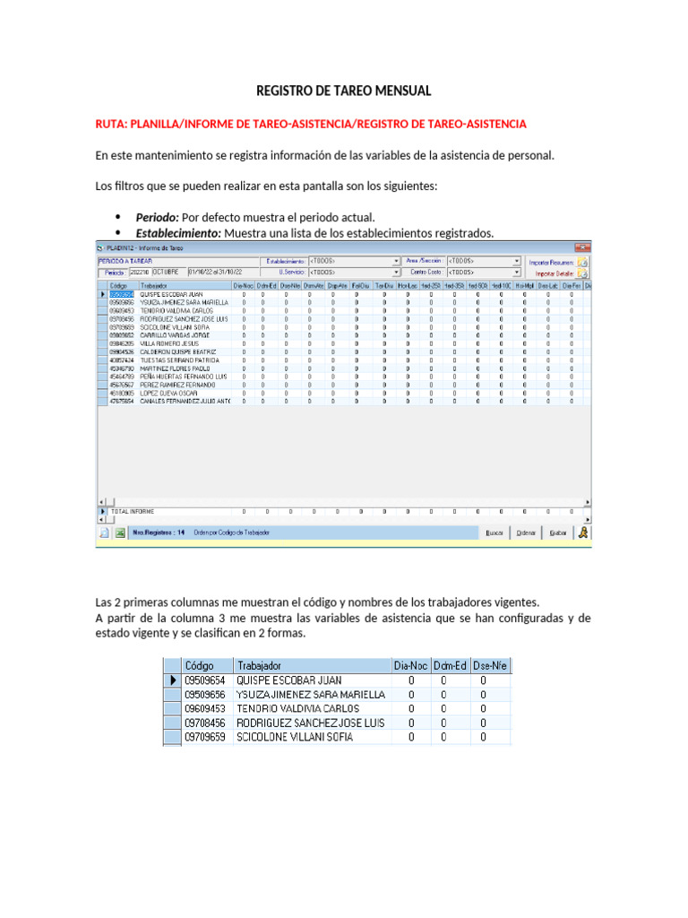 1.2.-Registro de Tareo Asistencia | PDF