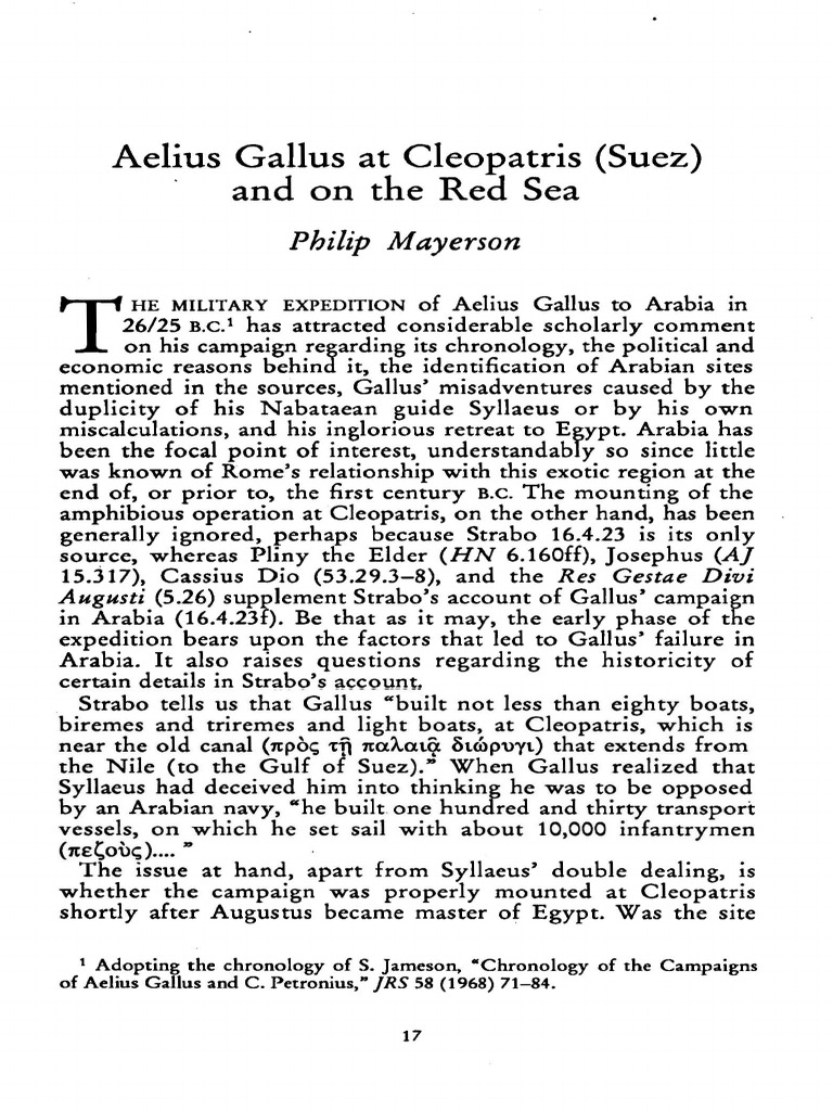 Aelius Gallus at Cleopatris (Suez) | PDF | Suez Canal | Red Sea