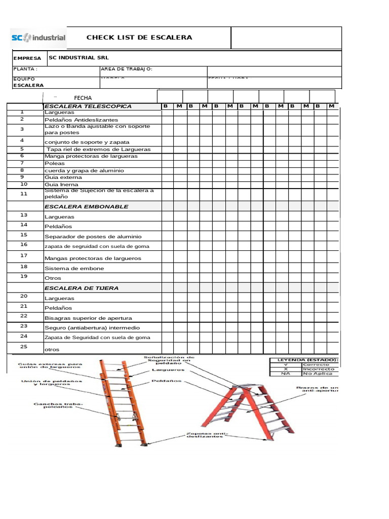 Check List de Escalera Industrial | PDF