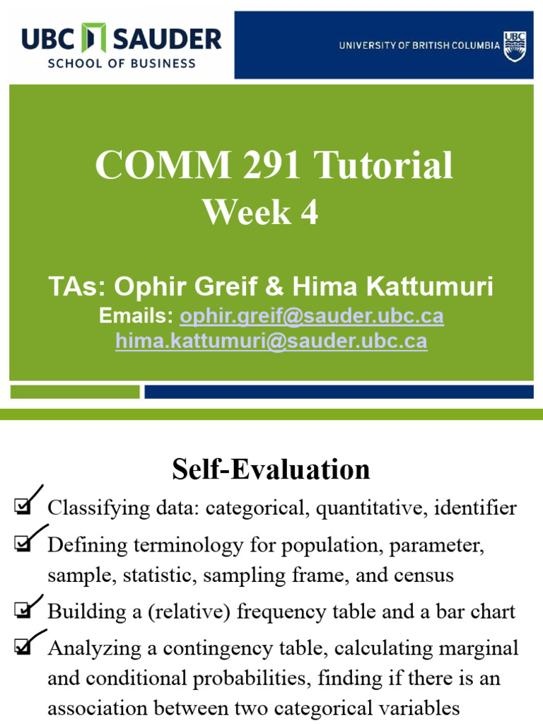 COMM 291 Tutorial 3 | PDF | Mode (Statistics) | Mean