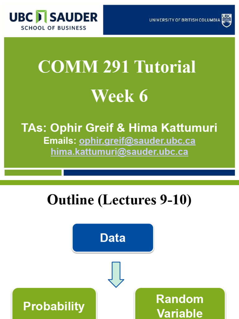 COMM 291 Tutorial 5 | PDF | Probability Distribution | Random Variable