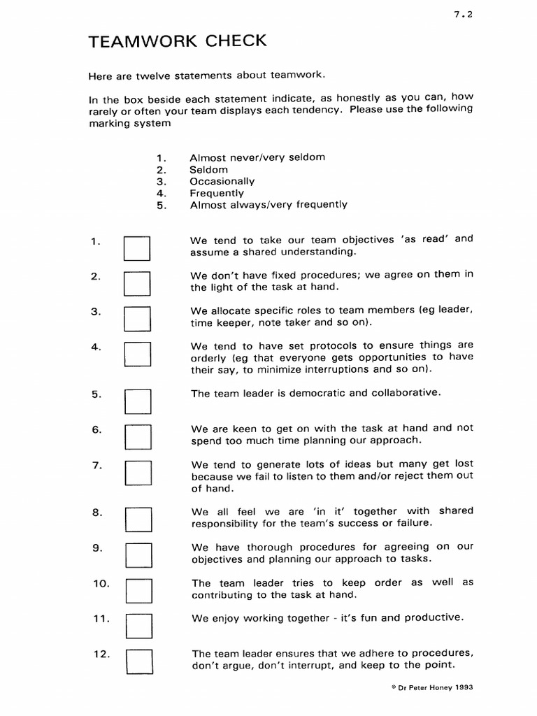 Teamwork Check | PDF