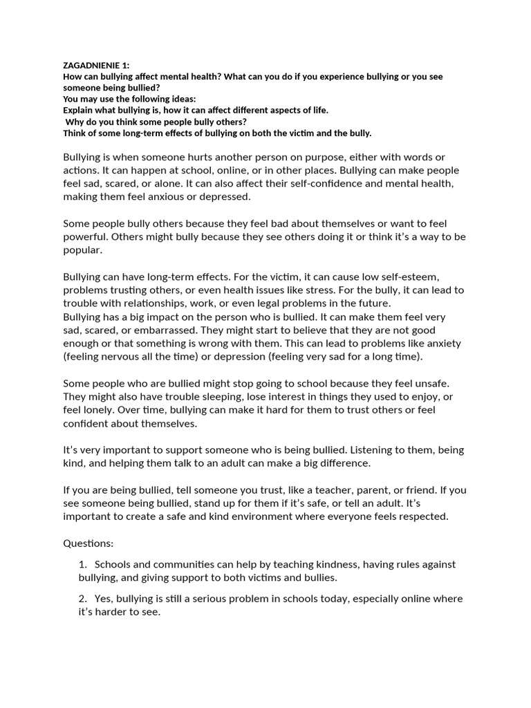 Impact of Bullying on Mental Health | PDF | Bullying | Greenhouse Gas