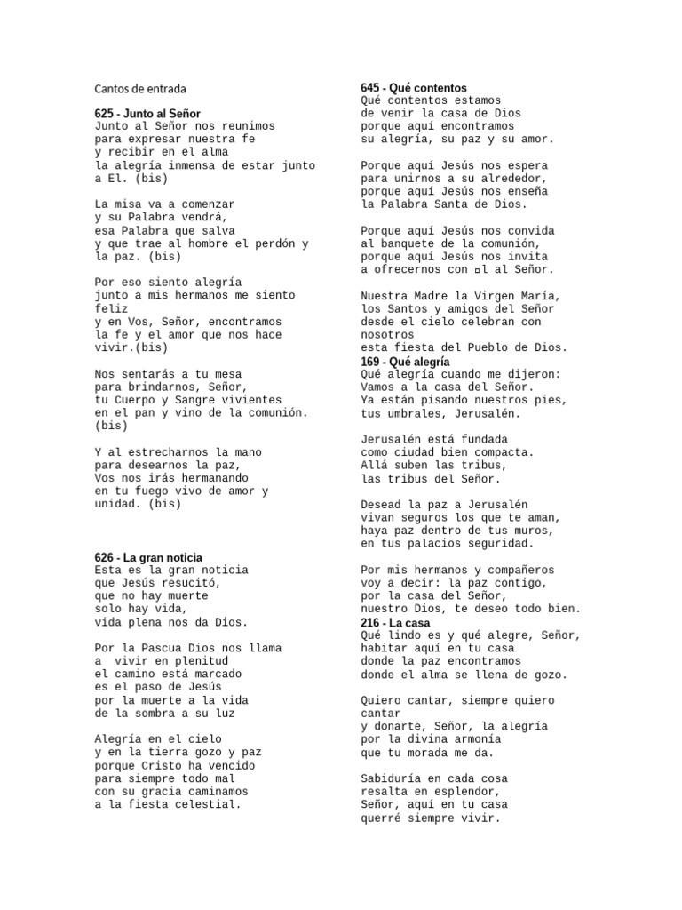 Cantos de Entrada | PDF | eucaristía | Cristo (título)