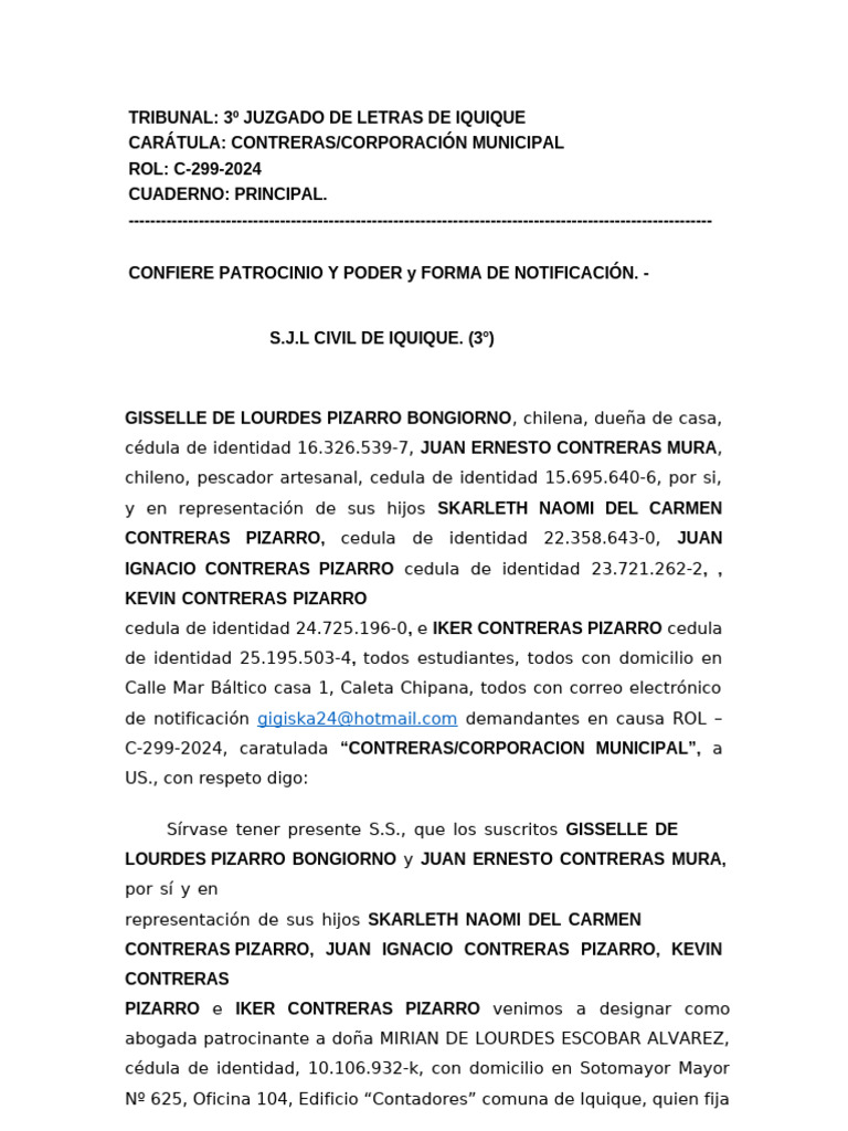 CONFIERE PATROCINIO Y PODER varios mandantes | PDF