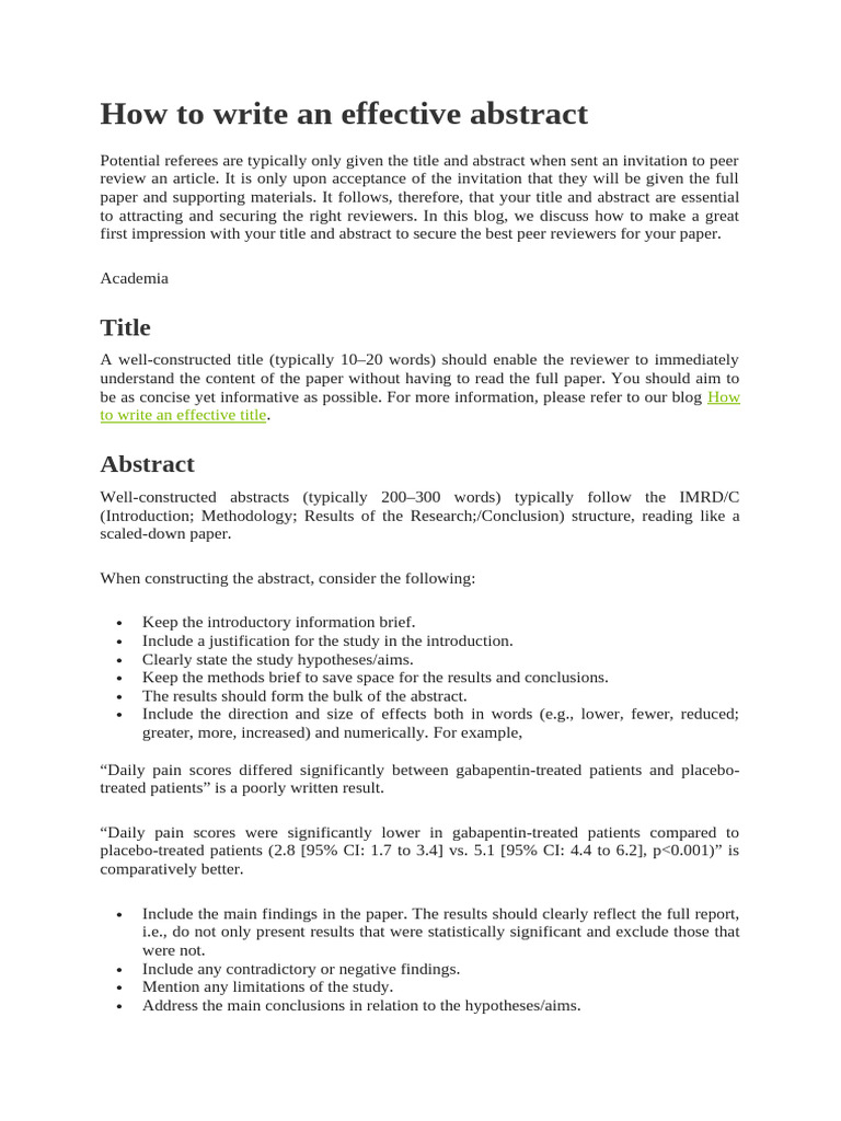How To Write An Effective Abstract | PDF | Abstract (Summary)