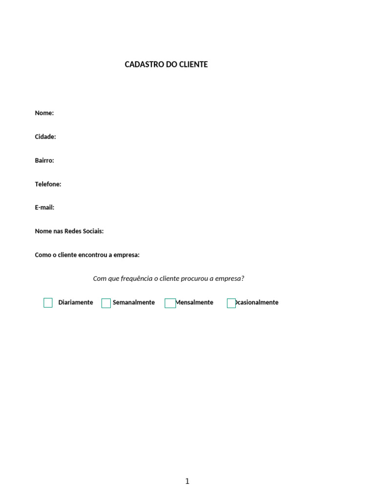 Planilha Cadastro Do Cliente 2 | PDF