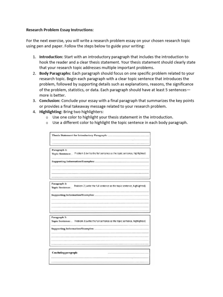 Research Problem Essay Instructions | PDF