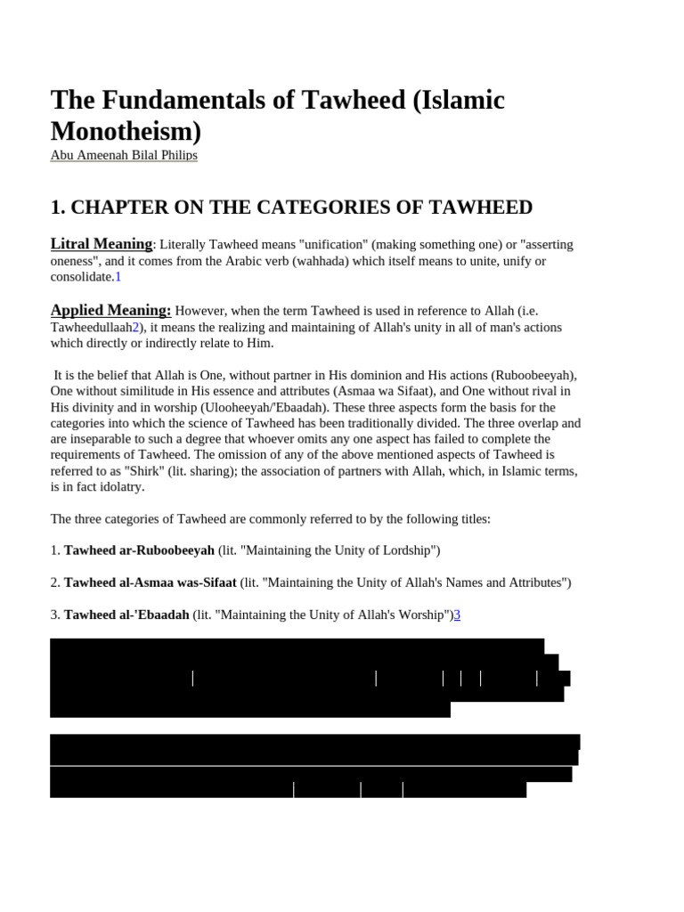 Understanding Tawheed in Islam | PDF | Tawhid | God In Islam