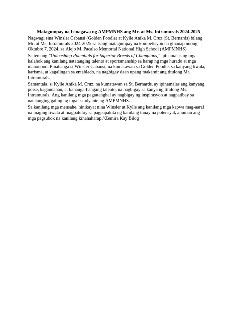 INTRAMURALS 2024 | PDF