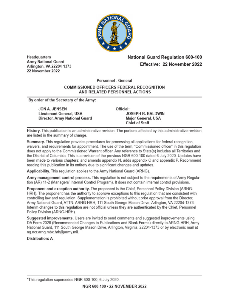 NGR 600-100_20221122 | PDF | Officer (Armed Forces) | Military