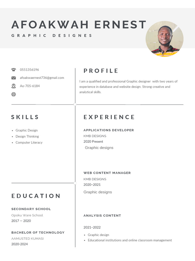 Grey Clean CV Resume Photo | PDF