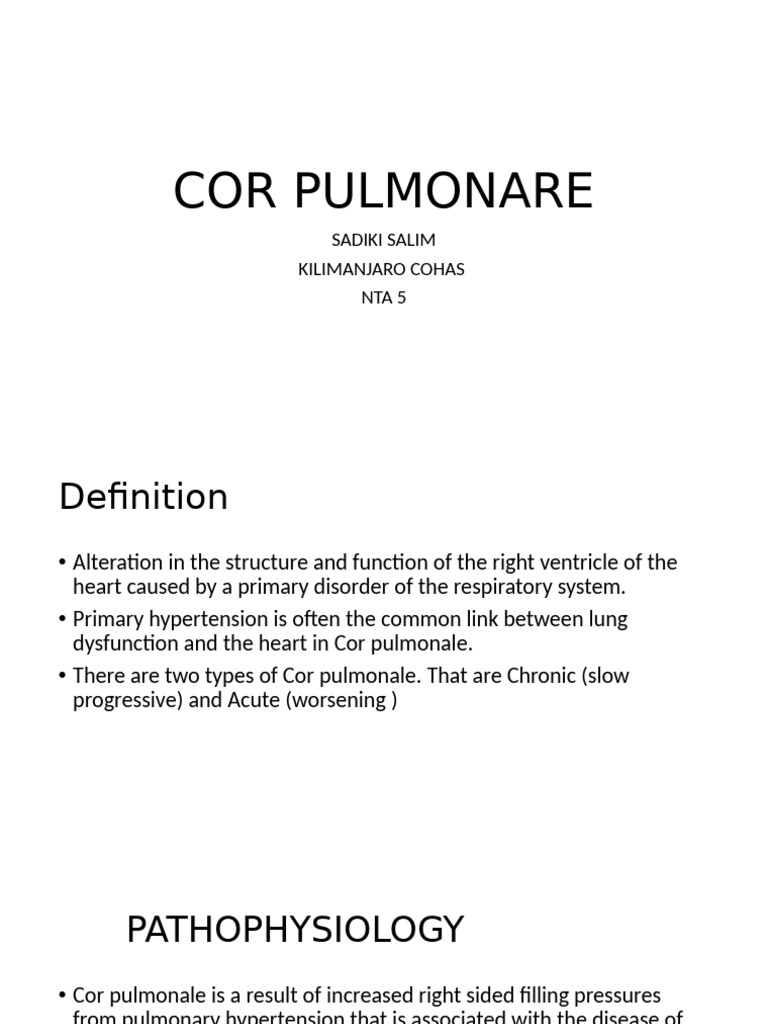 Cor Pulmonare: Sadiki Salim Kilimanjaro Cohas Nta 5 | PDF