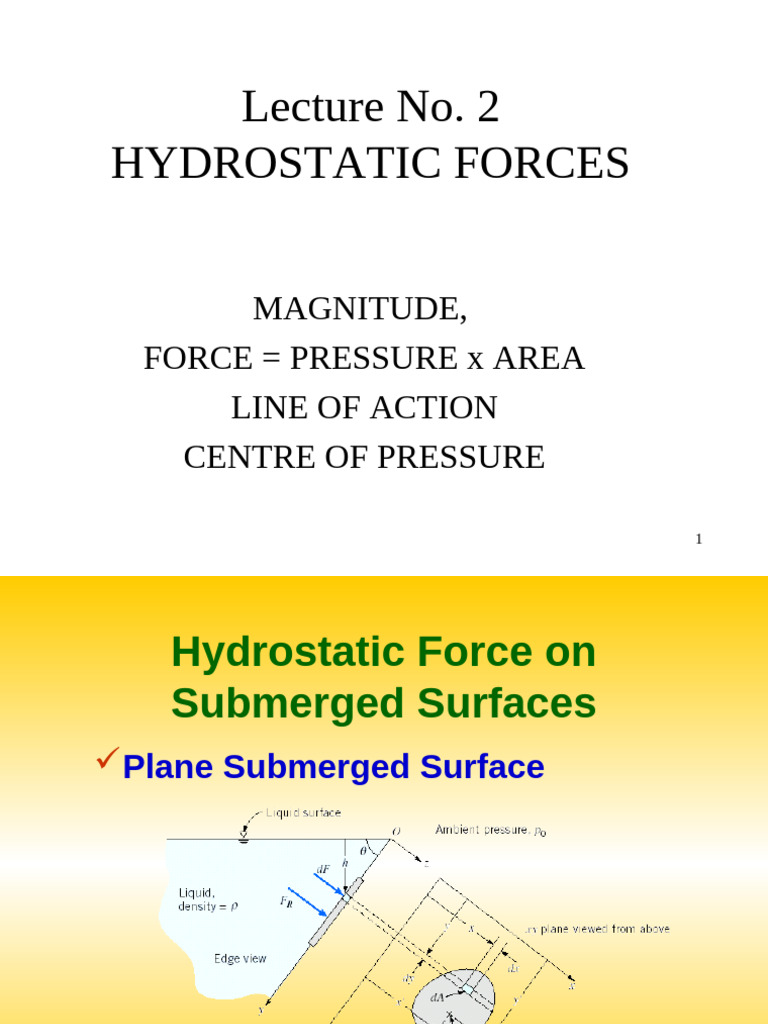 Hydrostatic Forces Lecture 2 | PDF | Pressure | Buoyancy