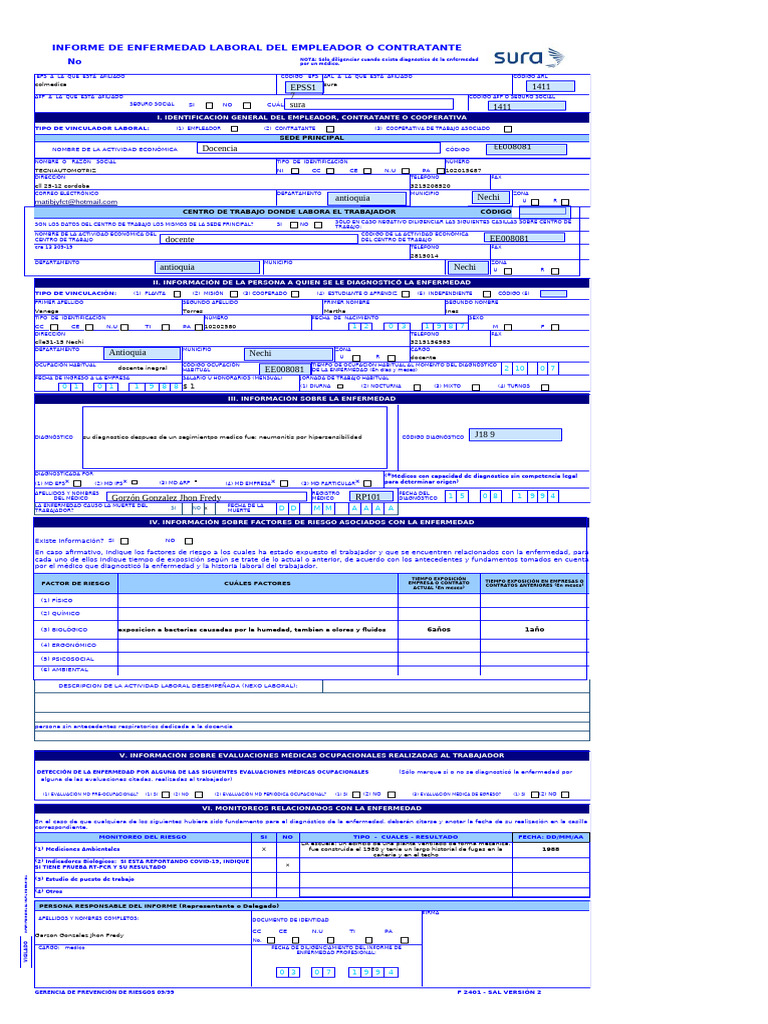 Formato Furel | PDF | Diagnostico medico | Derecho laboral