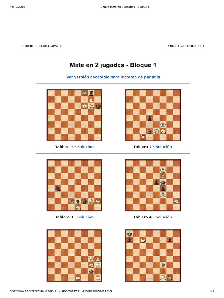 Ejercicios Mate en 2 Jugadas | PDF