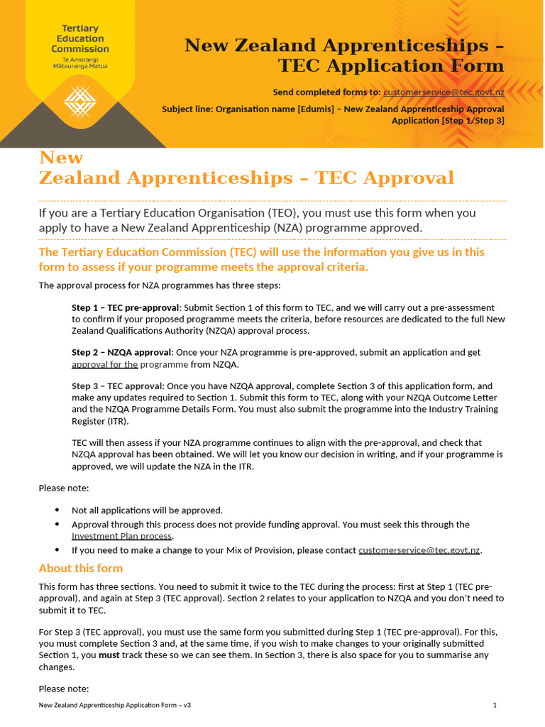 NZ Apprenticeships Application Form | PDF | Learning | Apprenticeship