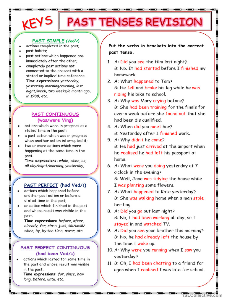 Past Tenses Grammar Guide | PDF | Grammatical Tense | Semantic Units