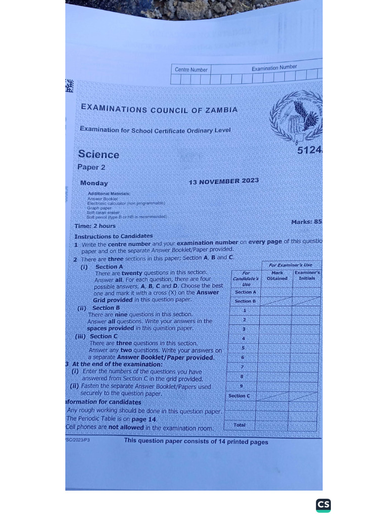 Science p2 2023 Internal QP | PDF
