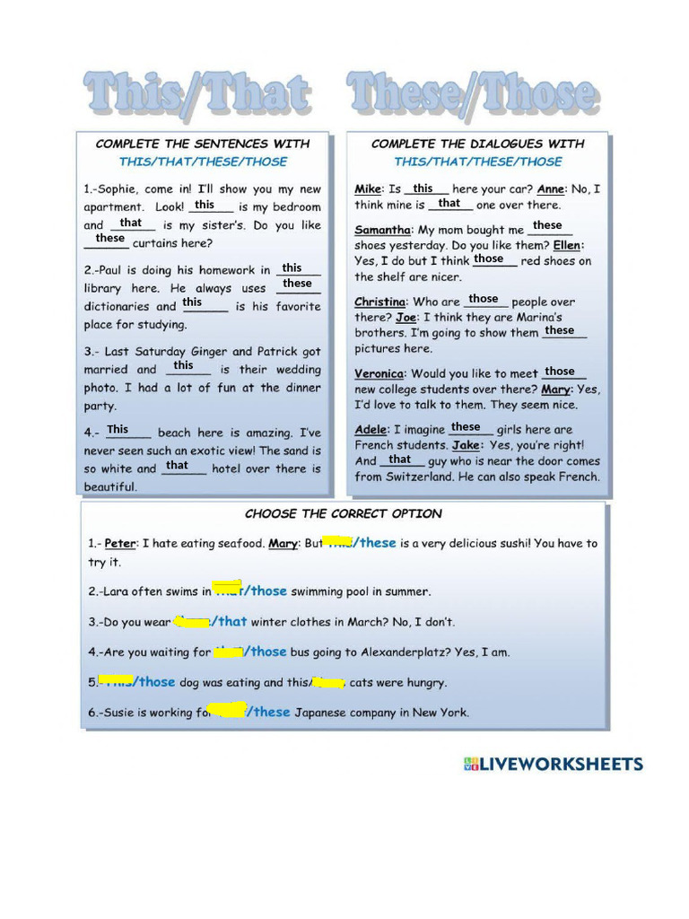 Worksheet This That These and Those-6561738253562 | PDF