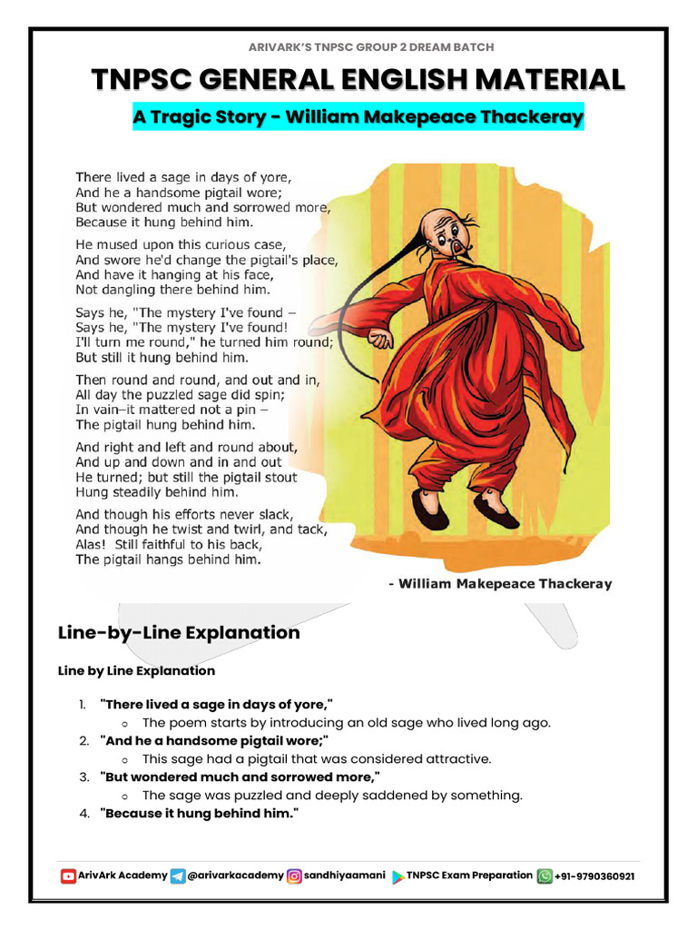 A Tragic Story - Poem Material | PDF | William Makepeace Thackeray