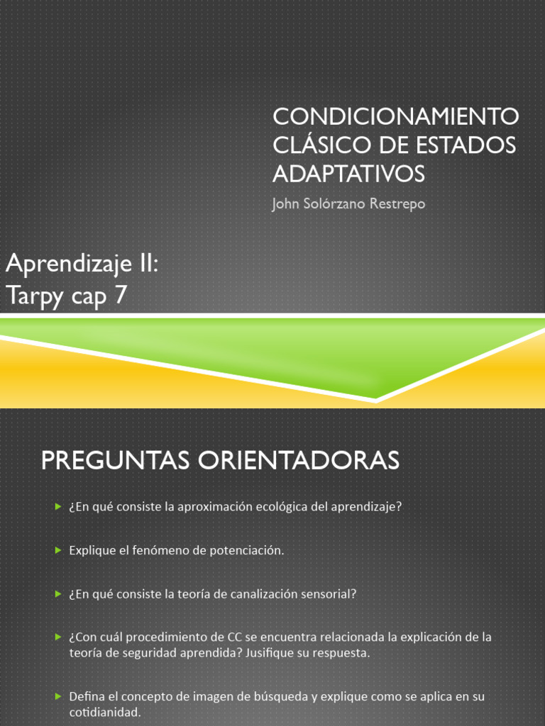 05 - Condicionamiento de Estados Adaptativos - Tarpy Cap 7 | PDF