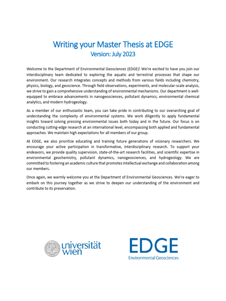 Master Thesis Guide for EDGE Students | PDF | Experiment | Thesis
