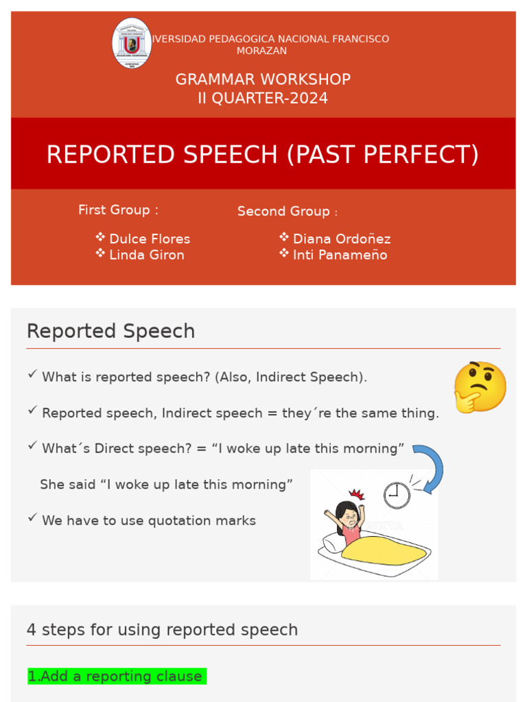 Repoted Speech (Past Perfect) | PDF | Grammar | Linguistics