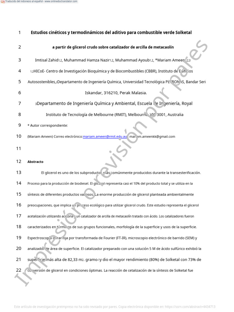 Estudio de Solketal a partir de glicerol crudo | PDF | Glicerol | Catálisis