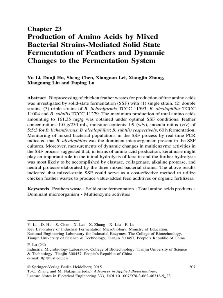 Production of Amino Acids by Mixed Bacterial Strains-Mediated Solid ...