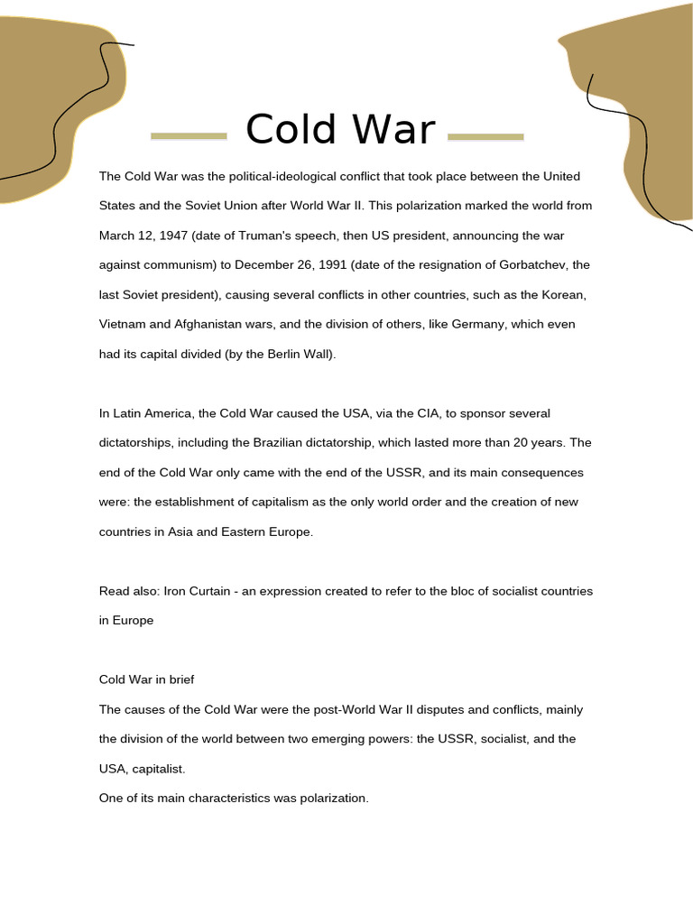 Overview of the Cold War Conflict | PDF