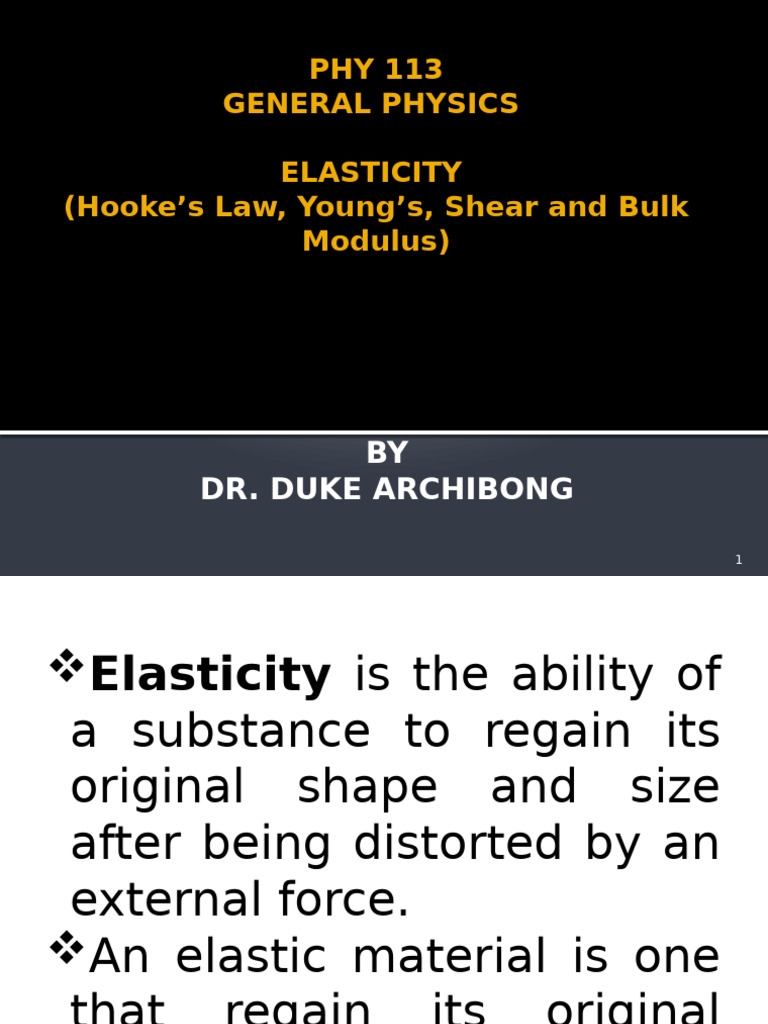 Hookes Law of Elasticity | PDF | Elasticity (Physics) | Young's Modulus