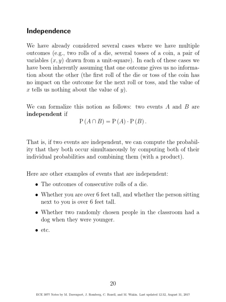 Understanding Independence in Probability | PDF | Probability | Odds