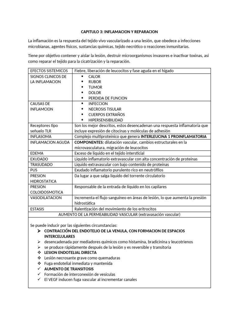 CAPITULO 3 Patologia de Robbins | PDF | Inflamación | Sistema complementario