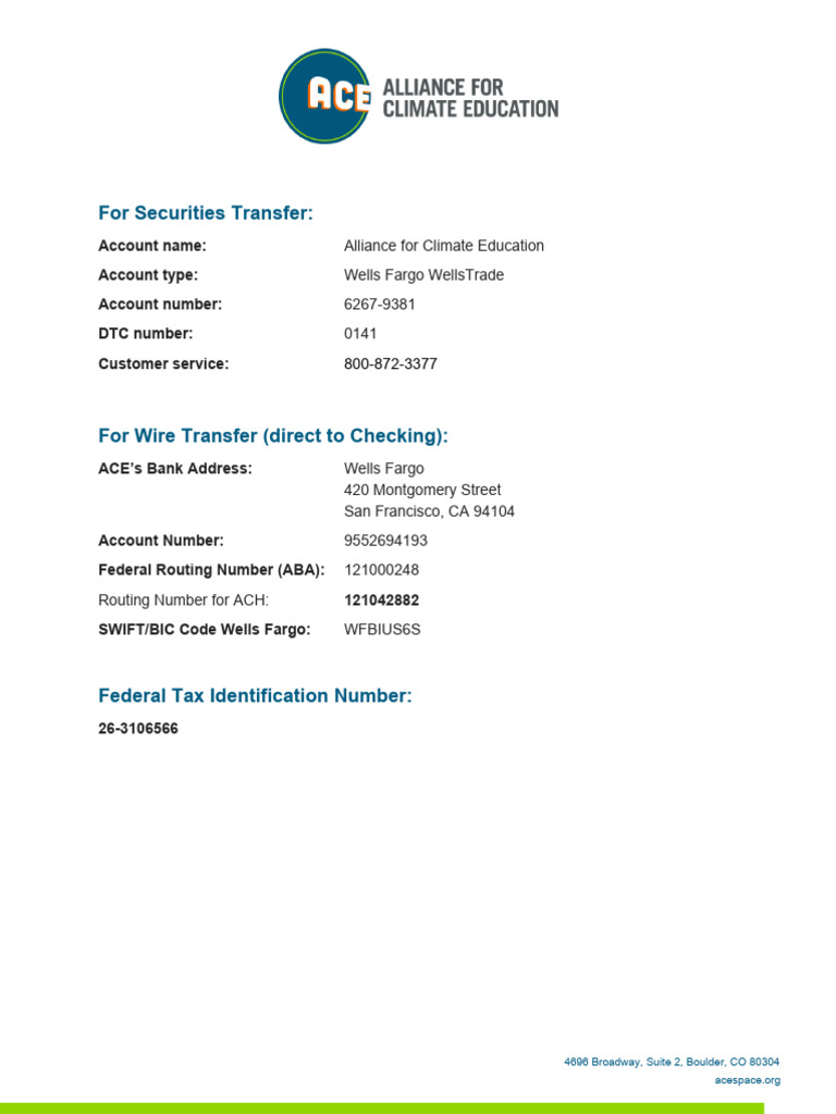 ACE Wire and Stock Transfer Instructions | PDF