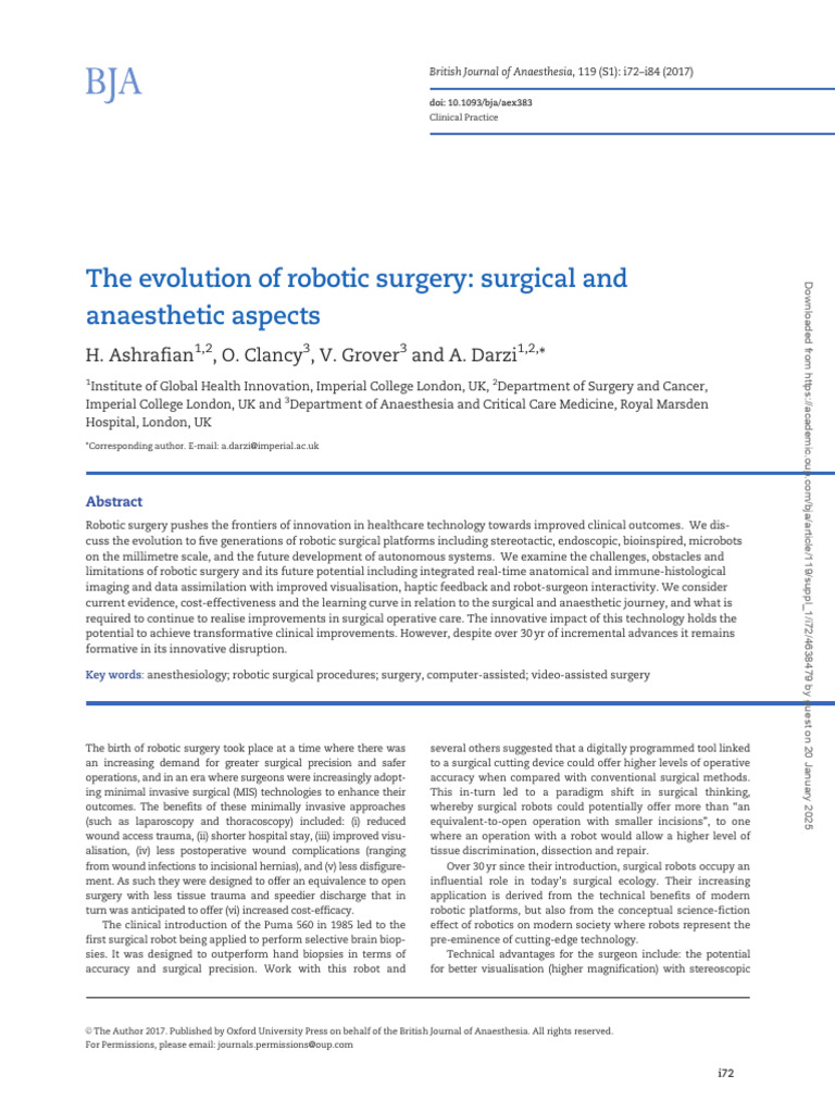 Ai Robotics Surgery | PDF | Surgery | Anesthesia