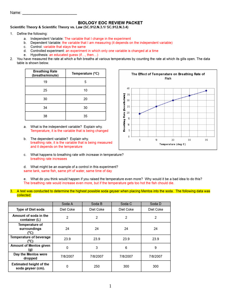 Biology EOC Review Packet Guide | PDF | Dominance (Genetics) | Cell ...