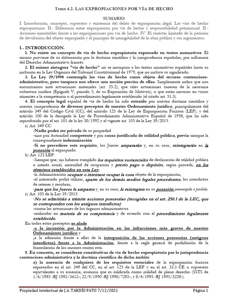 Expropiaciones por Vía de Hecho: Análisis Legal | PDF | Dominio ...