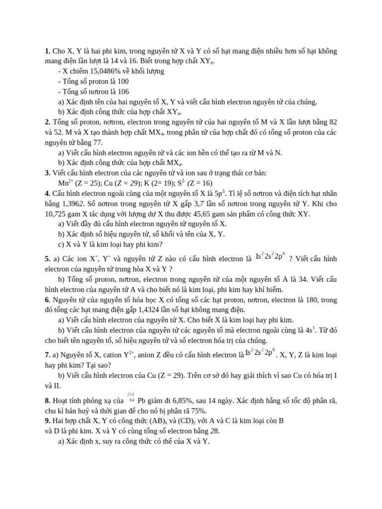 BÀI TẬP ÔN TẬP CHỦ ĐỀ 1- hsg | PDF