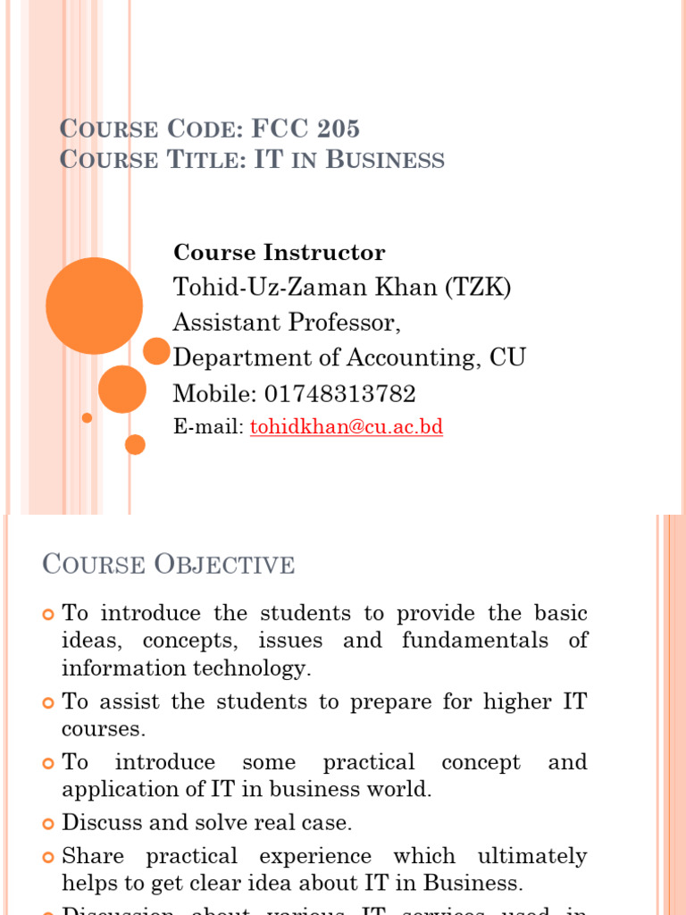 IT in Business Course Overview | PDF | Information Technology | Information