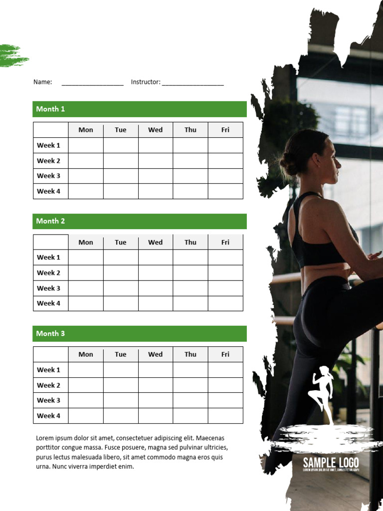 Monthly Fitness Schedule Template | PDF