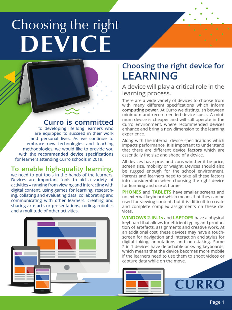 Choosing the Right Learning Device | PDF | Windows 10 | I Pad