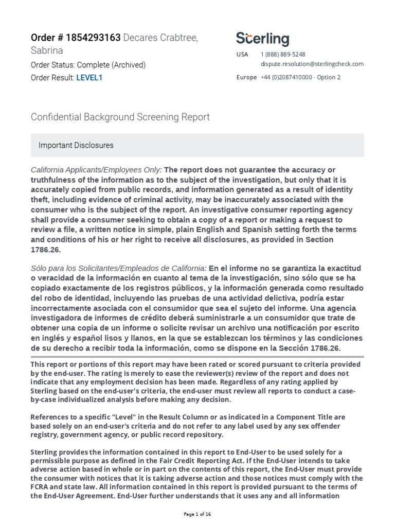 Confidential Background Screening Report | PDF | Credit History ...