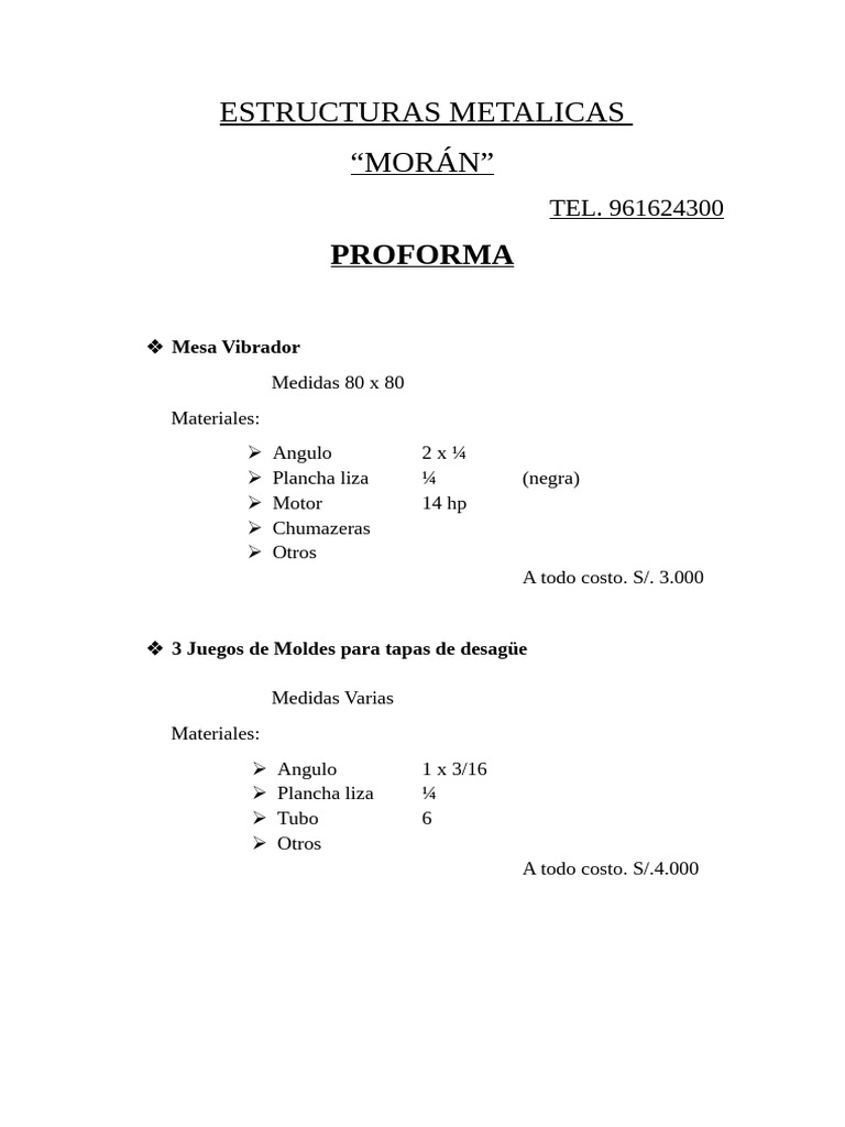 Modelo Proforma | PDF