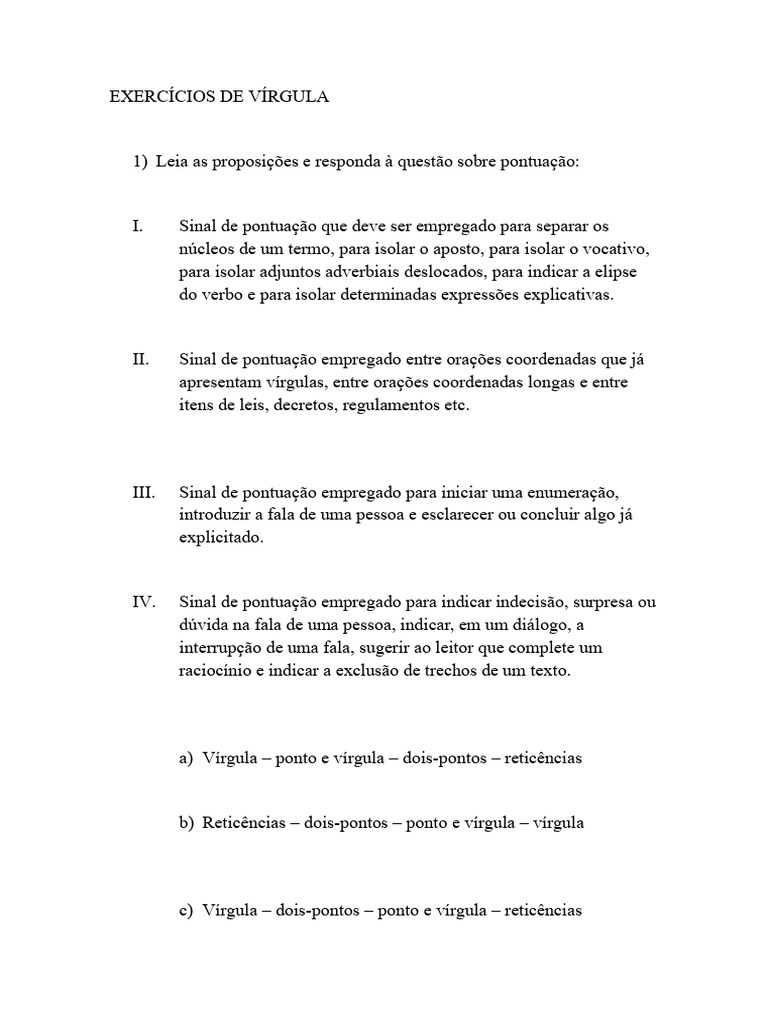 Exercícios Práticos sobre o Uso da Vírgula | PDF | Vírgula