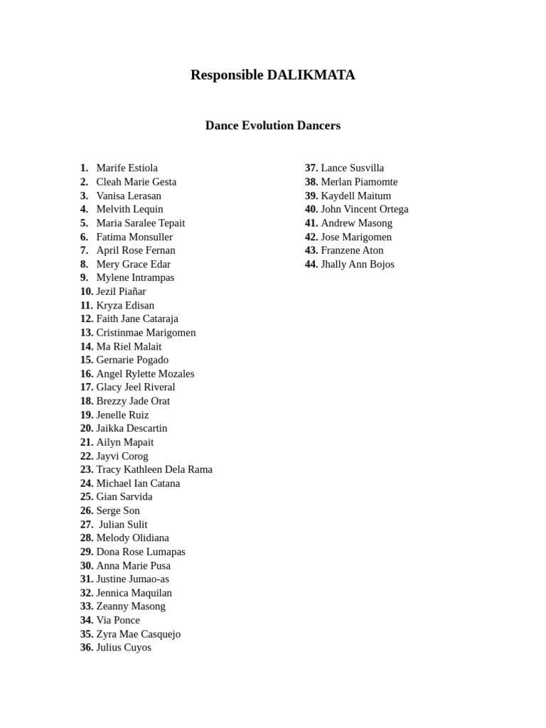 Responsible DALIKMATA Players | PDF