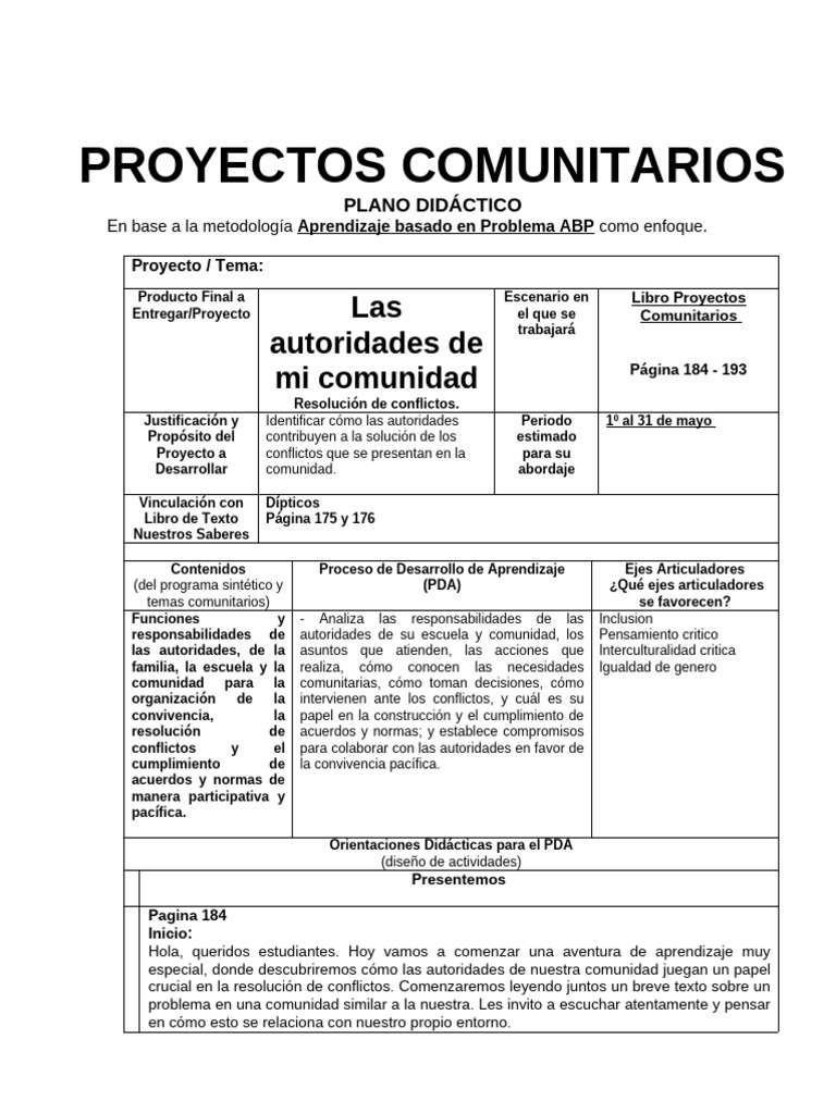 proyectos comunitarios mayo | PDF | Aprendizaje